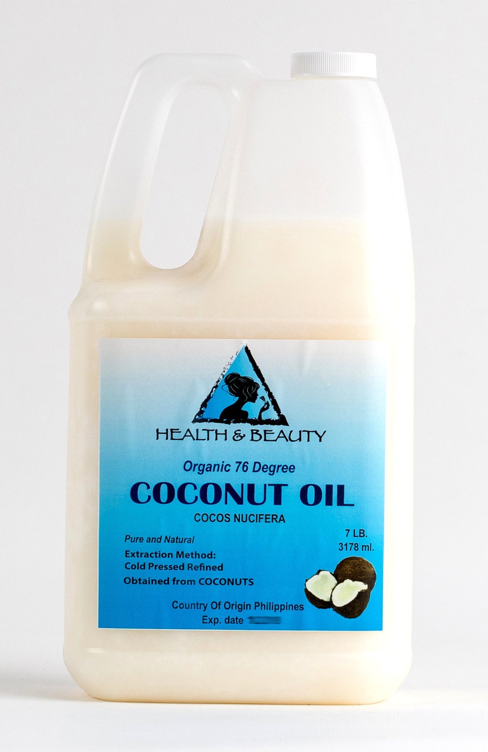 7 Lb 1 gal COCONUT OIL 76 DEGREE Organic Carrier Cold Pressed