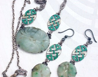 Vintage jade jewelry | Etsy