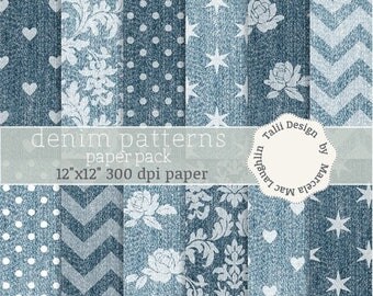 Denim digital paper | Etsy