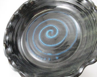 HALF PIE PLATE Handmade Stoneware in Blue / by PaschalPottery