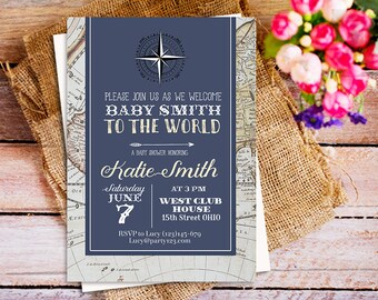 Compass invitation | Etsy