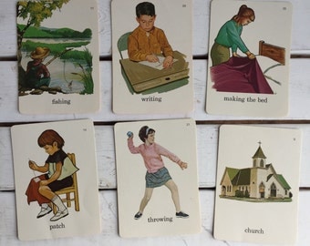 Vintage flash cards | Etsy