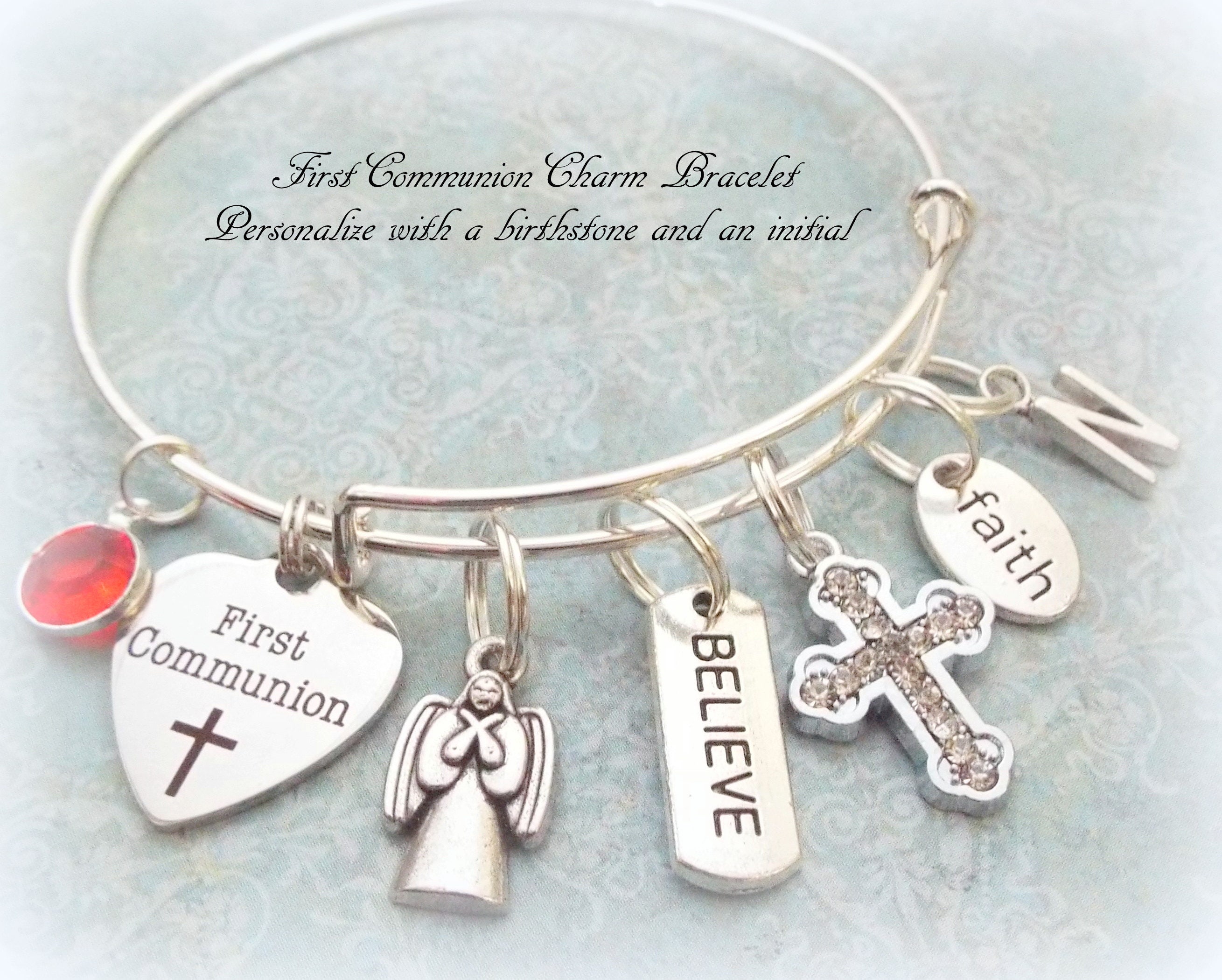 First Communion Charm Bracelet, Goddaughter Gift, Personalized Gift for ...
