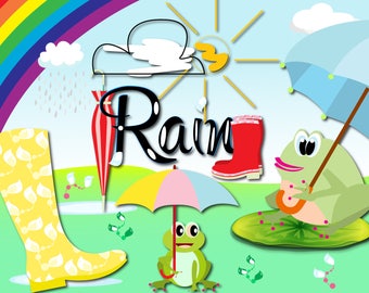 Rainy day clip art | Etsy