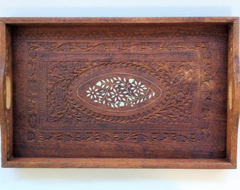 Carved wood tray | Etsy