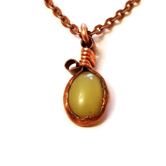 Yellow Nephrite Jade Copper Necklace by BeABellaOriginal on Etsy
