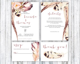 Boho invitation | Etsy