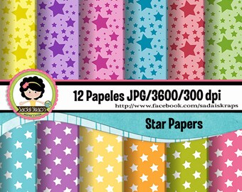 Sparkling Stars digital paper whimsical magic fantasy star