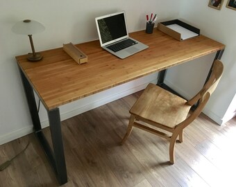 Items similar to Modern Wood Desk with steel legs made of reclaimed ...