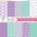 Purple and Aqua Digital Paper Pack Patterned Paper Instant