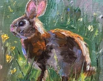 Rabbit oil painting | Etsy