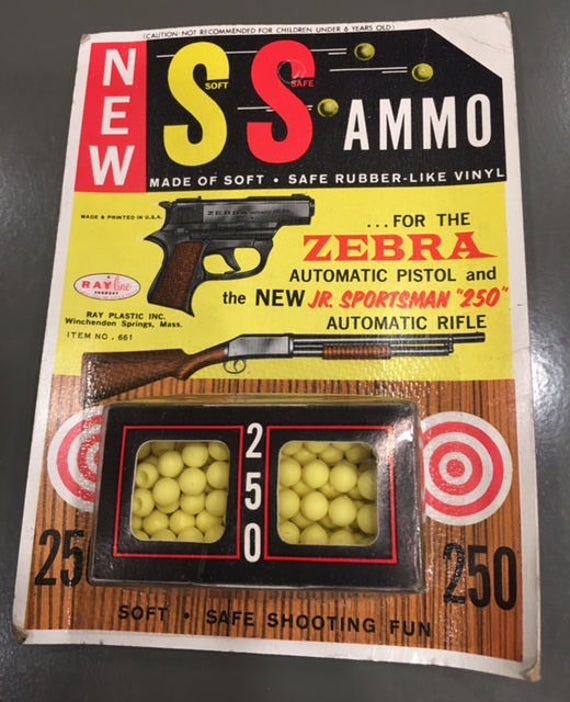 Vintage Rayline Zebra Toy Pistol Gun SS AMMO Soft Safe