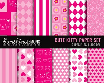 Funky Floral Digital Paper Pack Set of 12 Papers