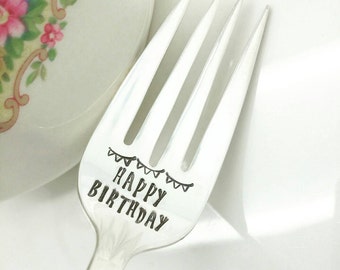 Happy birthday fork | Etsy