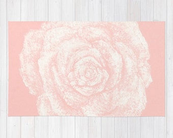 Pink floral rug | Etsy