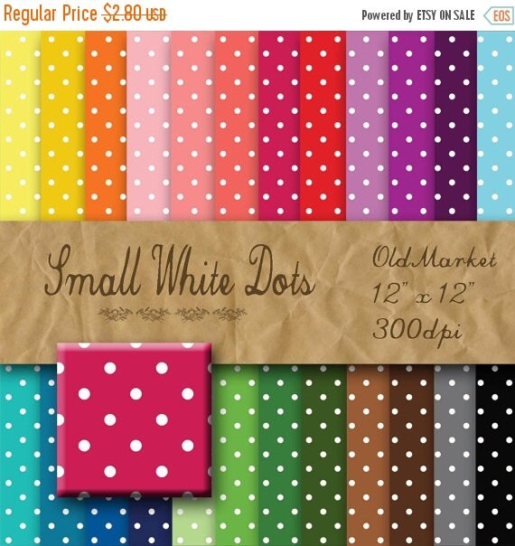50% Off Sale Small White Polka Dots Digital Paper by OldMarket