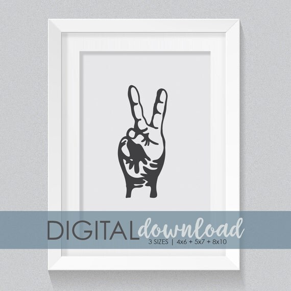 ASL Peace Sign Language DIGITAL PRINT Sign Language Peace