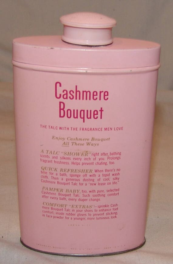 Vtg Cashmere Bouquet Selected White Talcum Powder 4 oz Pink