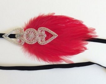 Red flapper headband | Etsy
