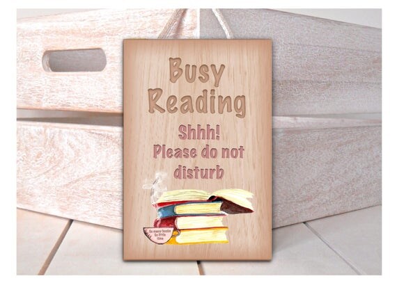 Busy Reading: Personalised Hanging Custom-Made Door Plaque in
