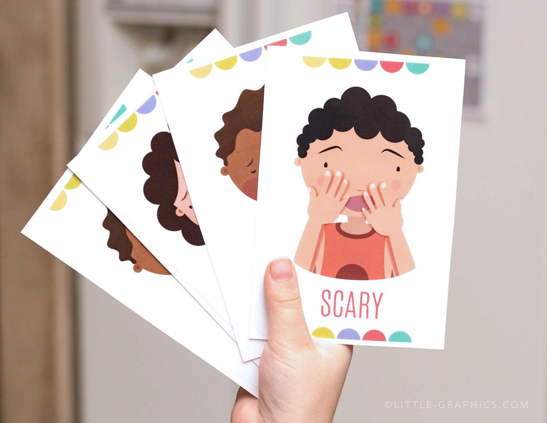 Printable Emotions and Expressions Faces Flashcards / How do