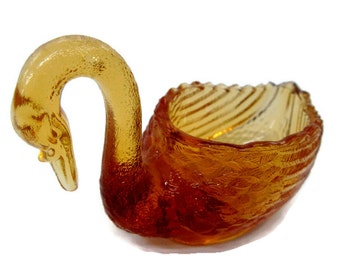 Glass swan dish | Etsy