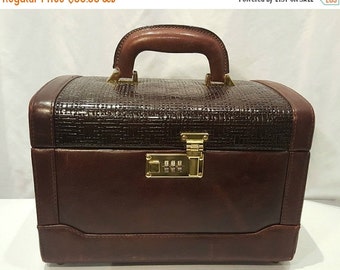 Leather train case | Etsy