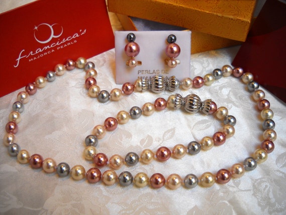 Majorca/Mallorca pearl set 3 pieces 8mm multi-color Majorca