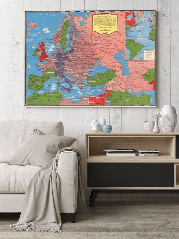 World War ii Pictorial Map WWii Map Battle of Atlantic