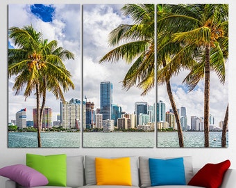 Miami Skyline Art Print Miami map Florida State Art Miami