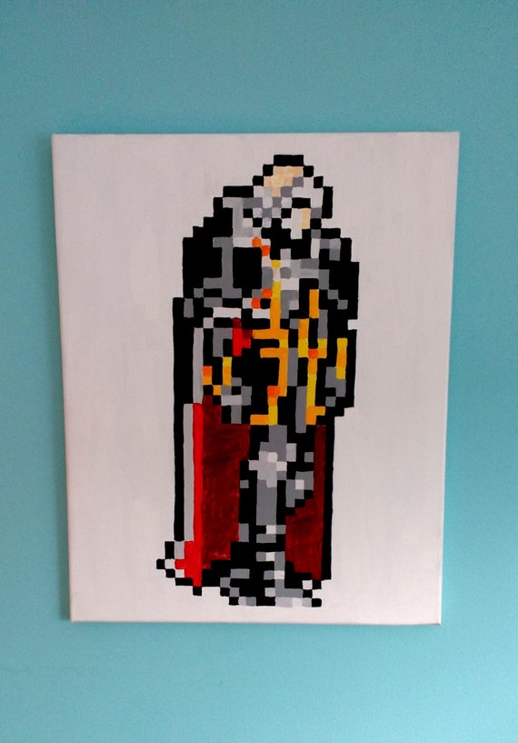 Alucard Painting Pixel Art from Castlevania Symphony of the