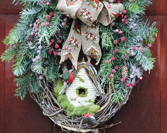 Birdhouse wreath | Etsy