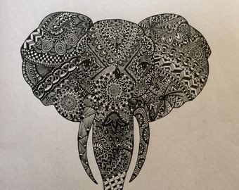 Elephant drawing | Etsy