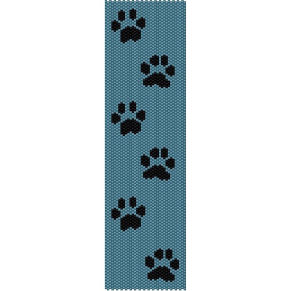 Paw Prints Peyote Bead Pattern Bracelet Cuff Bookmark Seed