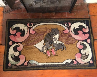 Primitive hooked rug | Etsy