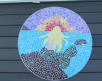 Mosaic beach scene | Etsy