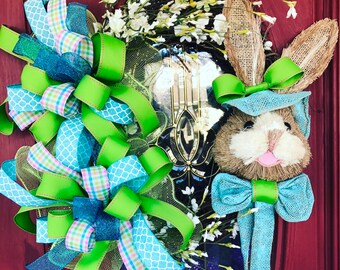 Easter bunny wreath | Etsy