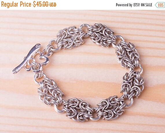 ON SALE Chainmail silver Bracelet Chainmaille by SparklenLight