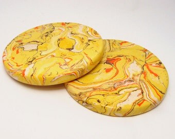 Set of 2 Coasters drink coasters marble coasters Red round