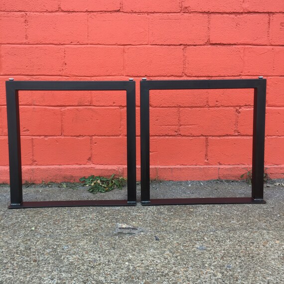 Rectangle Style Metal Table Legs Blackened Brushed Steel