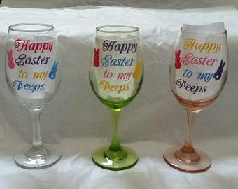 Easter wine glasses | Etsy