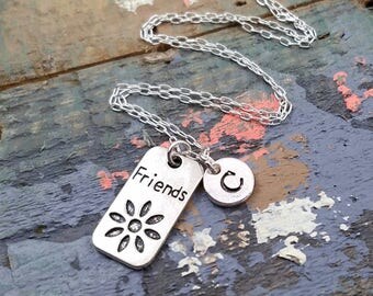 3 best friend necklace long distance initial necklace