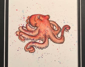 Octopus Art Poster Set Of 6 Octopus Ink Drawing Art Print