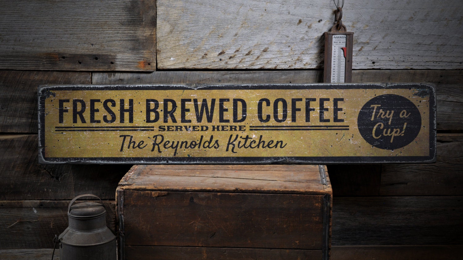 Fresh Brewed Coffee Wood Sign Personalized Served Here Try A