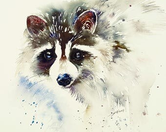 Raccoon painting | Etsy