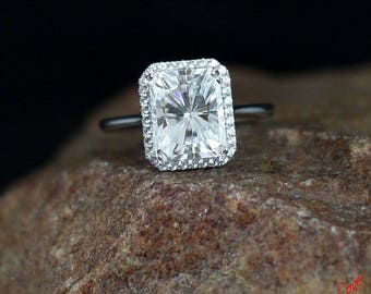 Lotus Flower Diamond & White Sapphire Engagement Ring 2ct 8mm