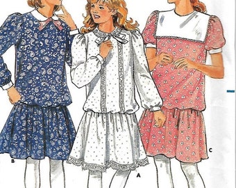 Items similar to Vintage 80's Children's, Girl's Dropped Waist Dress ...