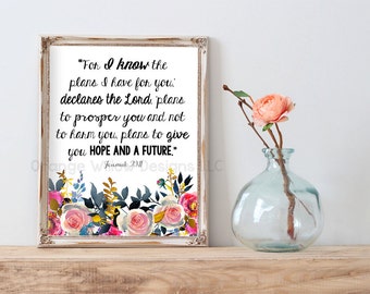 Items similar to Framed Bible Verse Jeremiah 29:11 "For I know the ...