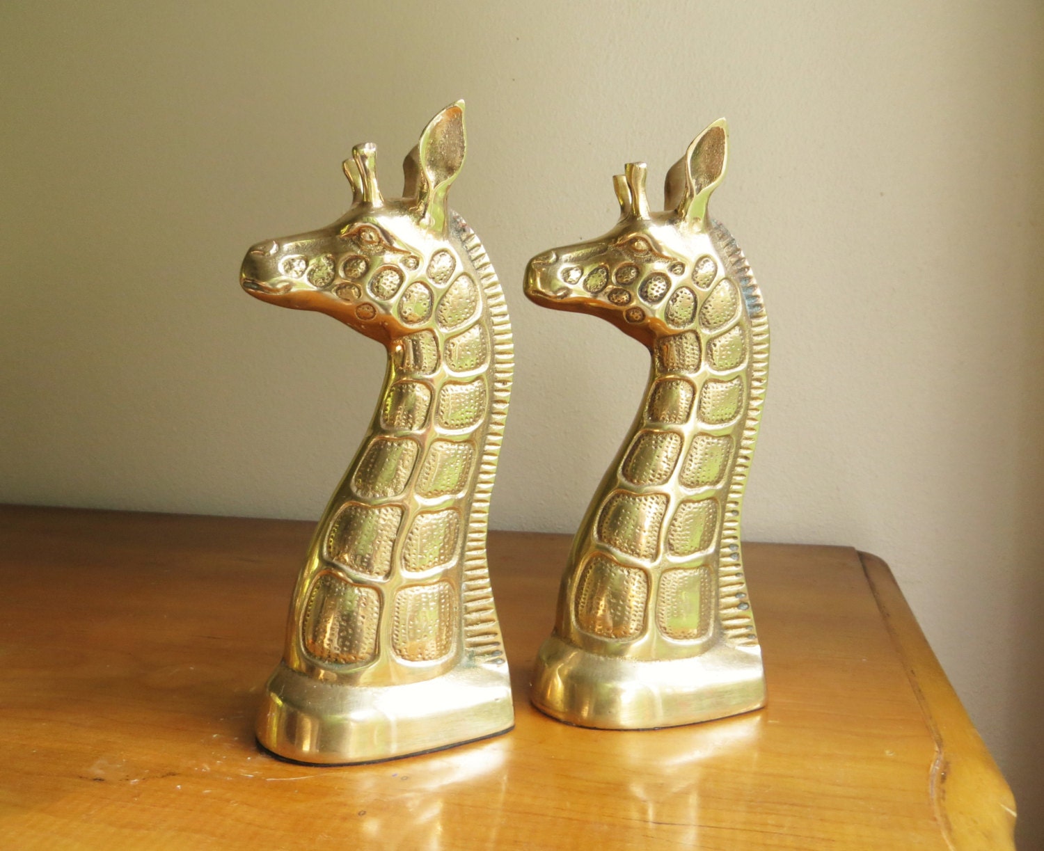 Vintage Brass Giraffe Bookends Gold Giraffe Book Ends