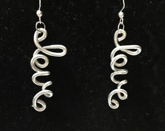 Wire word earrings | Etsy